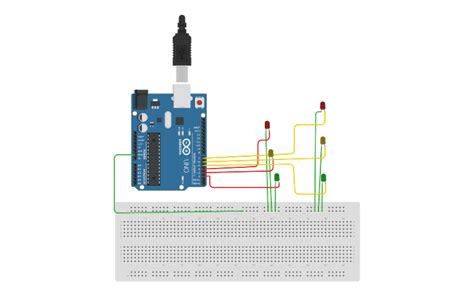 Circuit Design Trafic Light Tinkercad
