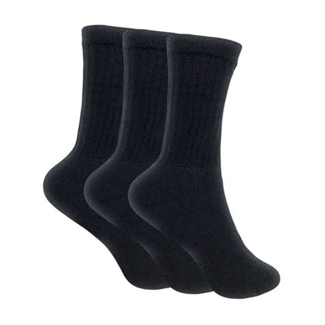 Awsamerican Made Black Cotton Crew Socks For Women 3 Pairs Smooth