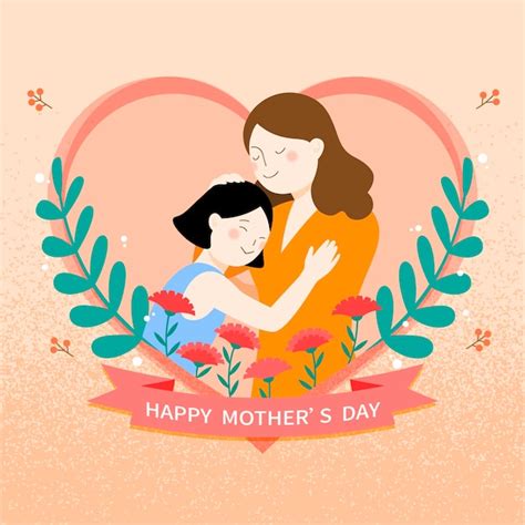Ilustración Con Diseño Del Día De La Madre Madre Abraza A Su Hijo