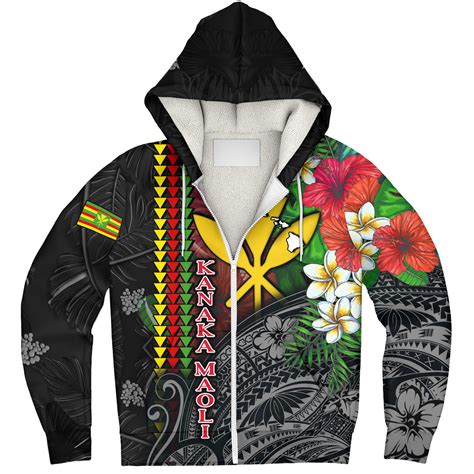 Hawaii Custom Personalised Sherpa Hoodie Hibiscus And Plumeria With
