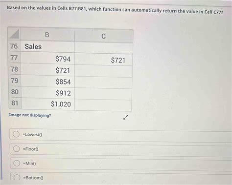 Solved Based On The Values In Cells B77b81 Which Function Can