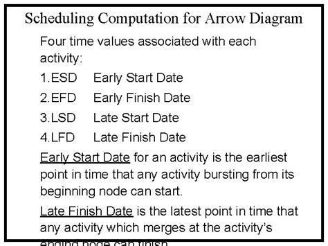 scheduling computation for arrow diagram four time values