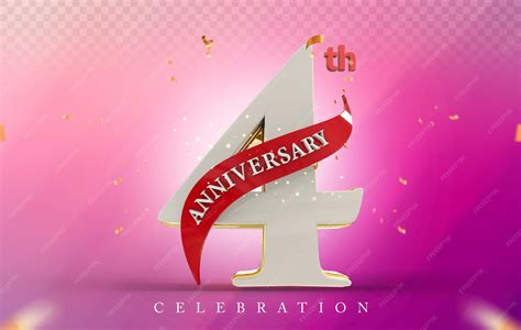 Premium Psd 3d 4th Anniversary With Golden Style