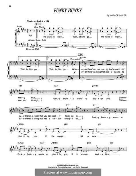 Funky Bunky By H Silver Sheet Music On Musicaneo