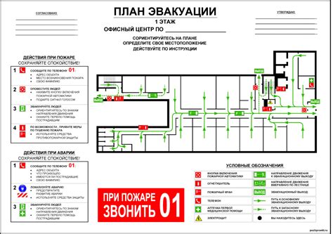 План эвакуации при пожаре из бизнес центра Готовые проекты и чертежи