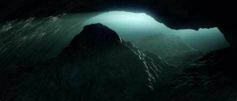 Premium Photo Rugged Landscape Terrain Underwater Dark Scene In Cave