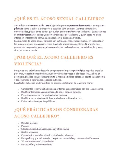Qué Es El Acoso Sexual Callejero Pdf