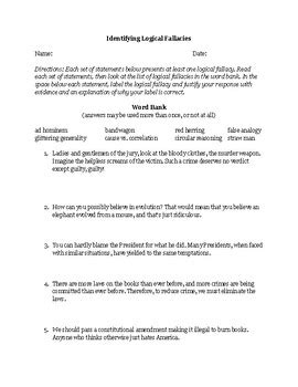 Logical Fallacy Identification Practice By Mrs Ws World TPT
