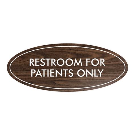Oval Restroom For Patients Only Sign Walnut Medium 2 75x7