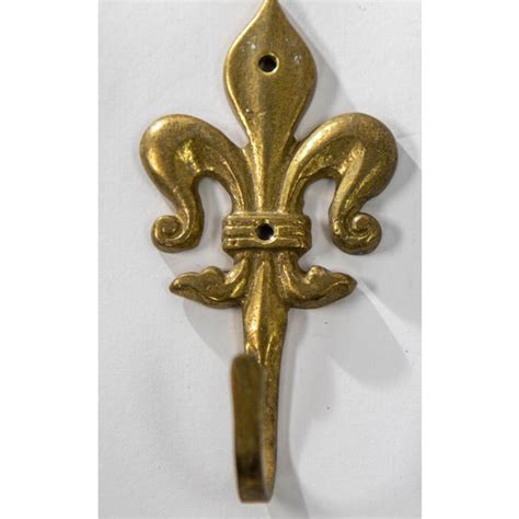 Vintage Brass Fleur De Lis Wall Mount Hook French Fleur De Lys Wall