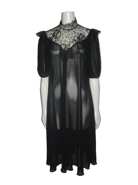 Vintage Alfred Nipon Black Ruffle Lace Bib Detail Sheer Smock Etsy