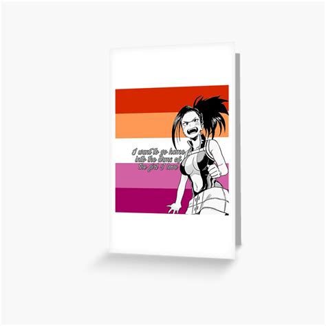 My Hero Academia Momo Yaoyorozu Lesbian Pride Flag Greeting Card For