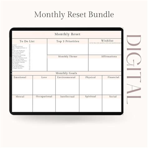 The Ultimate Monthly Reset Bundle Monthly Reset Routine Worksheet Digital Monthly Planner