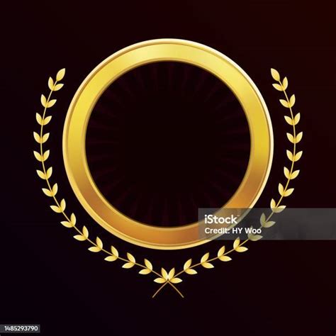 로열 골드 메달 월계관 수상자 반짝이는 배지 엠블럼 라벨 1위에 대한 스톡 벡터 아트 및 기타 이미지 1위