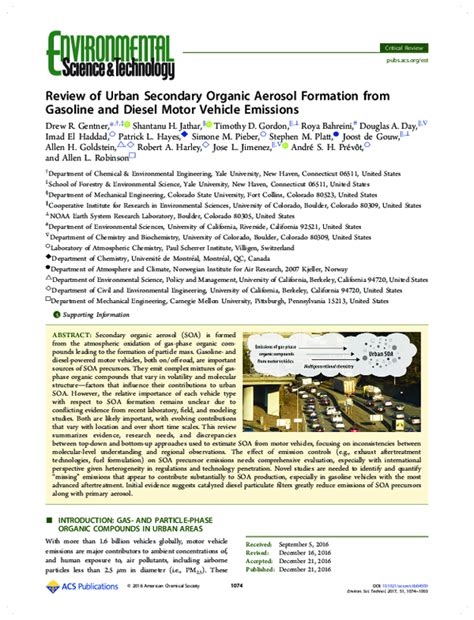 Pdf A Review Of Urban Secondary Organic Aerosol Formation From