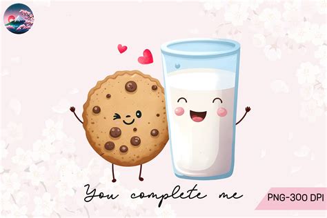 Cute Cookie And Milk You Complete Me Graphic By Cherry Blossom