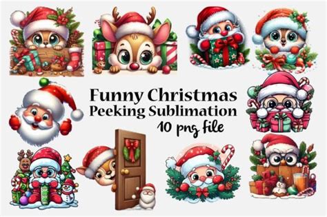 Christmas Peeking Sublimation Bundle Graphic By Crafted Wonders