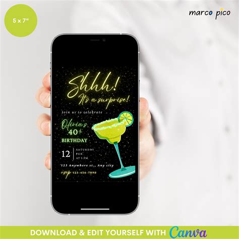 Digital Surprise Party Invitation Cocktail Surprise 30th 40th 50th 60th Birthday Invitation