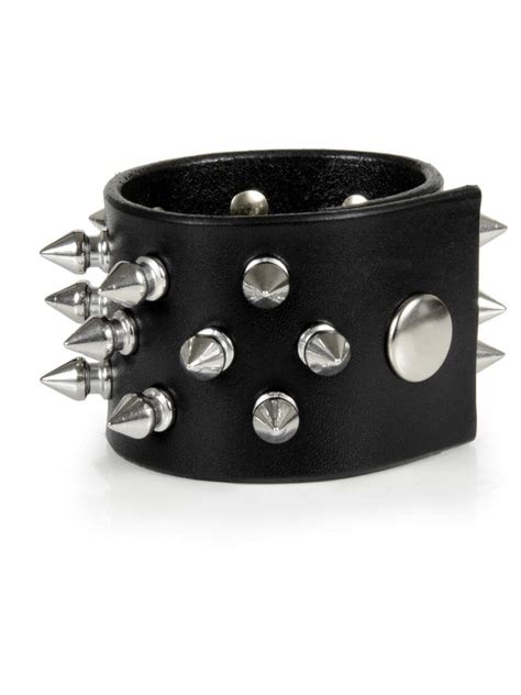 3 Row Spike Wristband Leather Spiked Bracelet By Rivithead