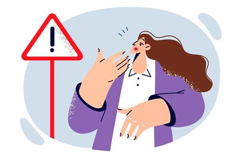 Premium Vector Woman Gets Scared Seeing Warning Street Sign