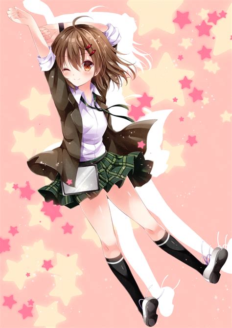 Safebooru 1girl Ahoge Bangs Black Legwear Blazer Blush Brown Eyes