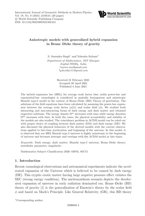 Pdf Anisotropic Models With Generalized Hybrid Expansion In Brans