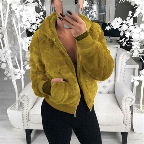 Buy Coat Jacket Bear Womens Winter Warm Hooded Fur Fluffy Outwear