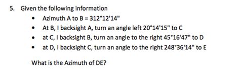 solved given the following information azimuth a to b