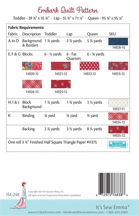 Embark Its Sew Emma Quilt Pattern Jdawns Fabrics And More