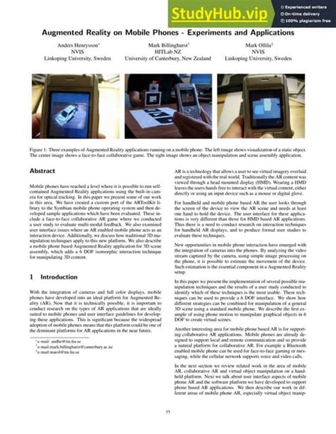 Augmented Reality On Mobile Phones Experiments And Applications Pdf
