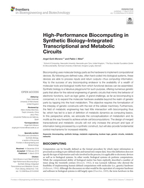 Pdf High Performance Biocomputing In Synthetic Biologyintegrated Transcriptional And
