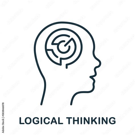 Logic Thinking Line Icon Maze In Human Head Linear Pictogram Mental