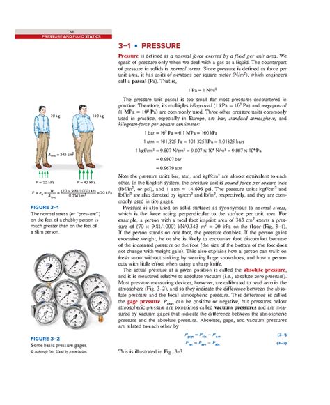 Pressure Pressure And Fluid Statics 31 Pressure Pressure Is Defined