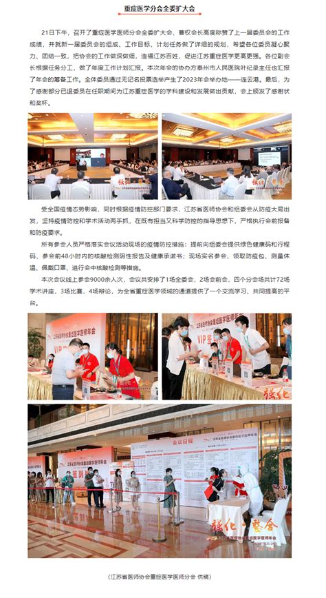 2022江苏省医师协会重症医学医师年会在泰州顺利举办正文工作动态协会介绍首页