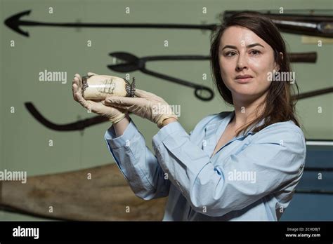 Editorial Use Only Curator Danielle Thom Unveils A Piece Of Decorated Scrimshaw A Whales Tooth
