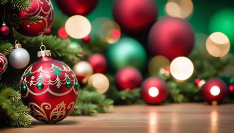 Christmas Tree Red And Green Ornaments Christmas Lights Background