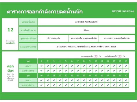 Excel Of ตารางการออกกำลังกายลดน้ำหนัก สถิติอัตโนมัติของการตอกบัตร Xlsx Wps Free Templates