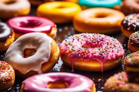 Premium Ai Image Colorful Glazed Donuts