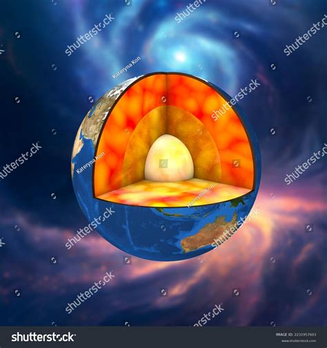 Internal Structure Earth Cutaway 3d Illustration Stock Illustration