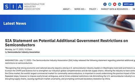 Semiconductor Industry Association Calls For Us And China To Ease