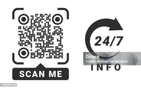 Icônes De Code Qr Codes De Réponse Rapide Signe De Codebarres 24 7 Soutien Images Vectorielles