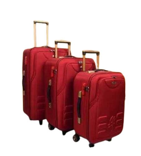 Easy To Carry Moveable Plain Single Compartments Red Wheeled Luggage