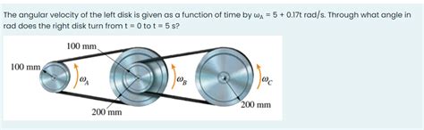 Solved The Angular Velocity Of The Left Disk Is Given As A