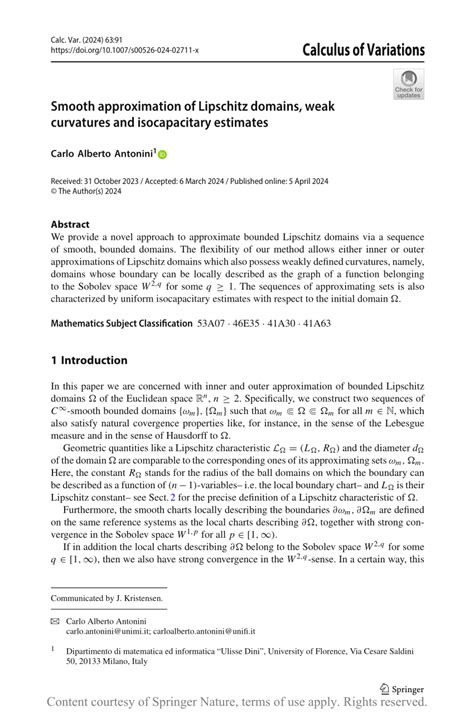 PDF Smooth Approximation Of Lipschitz Domains Weak Curvatures And
