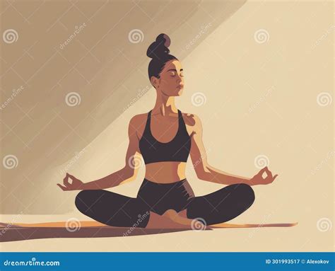 Yoga Girl In Lotus Position Illustration In Cartoon Style Generative