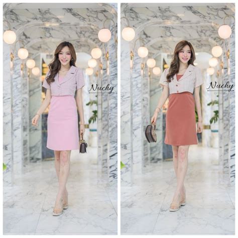 New เดรสทำงาน ชุดทำงาน เดรสแฟชั่น เดรสเรียบๆ Nipapornkung Thaipick