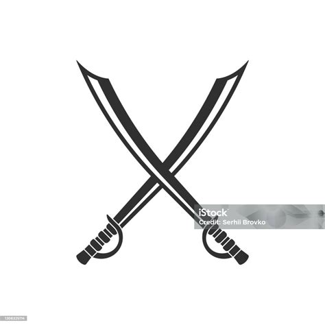 劍圖示交叉的西米塔爾劍圖示兩把劍或騎兵劍向量插圖向量圖形及更多sabre Sword圖片 Sabre Sword 中古時代