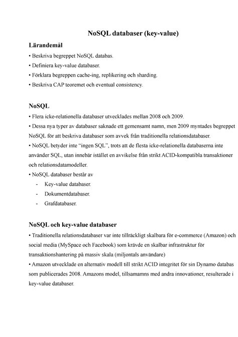No Sql Databaser Key Value Modul Nosql Databaser Key Value