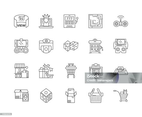 Jeux De Ligne De Boutiques Icônes Signes Vecteur Ensemble Concept