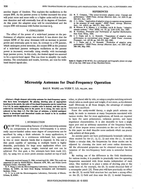 Microstrip Antennas For Dual Frequency Operation Pdf Antenna Radio Radio Technology